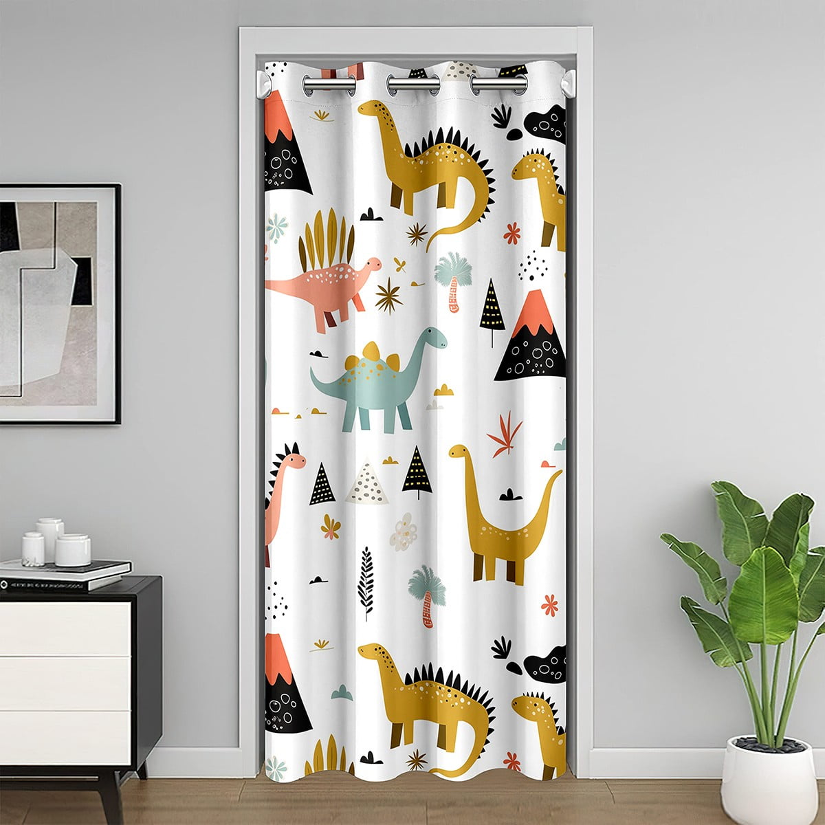 Erosebridal Cartoon Dinosaur Door Curtain For Door Window 42x80, Kawaii ...