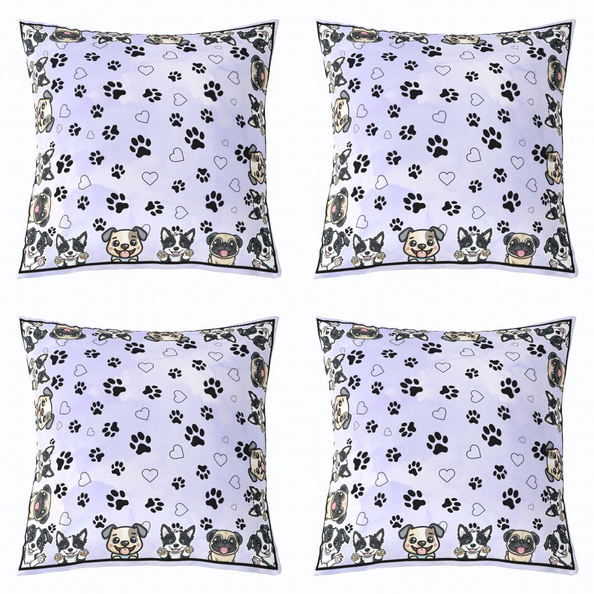 Erosebridal Cartoon Dogs Cushion Covers for Sofa Set of 4,Kawaii Animal ...
