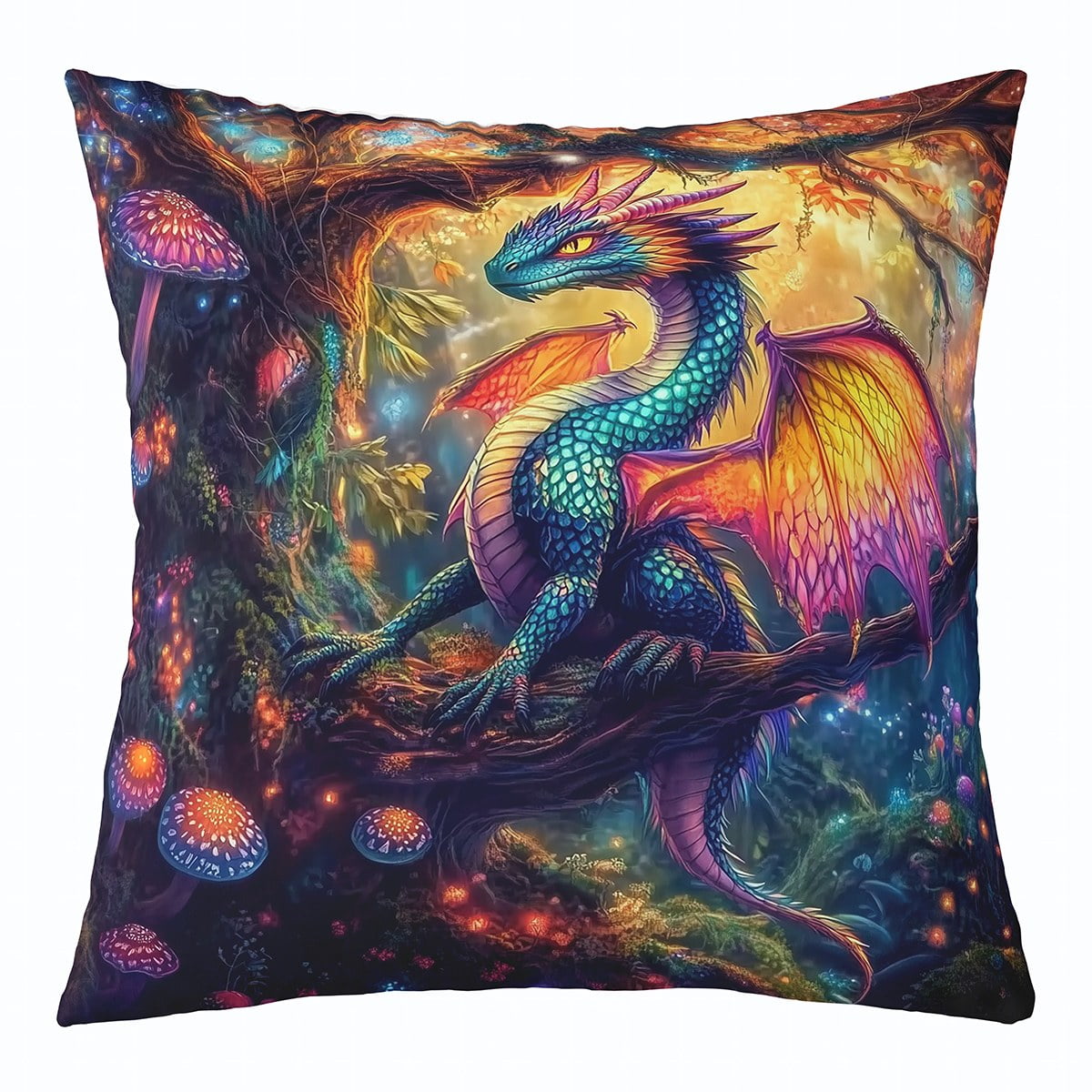 Erosebridal Cartoon Dragon Throw Pillow Covers 18x18, Woodland Plant ...