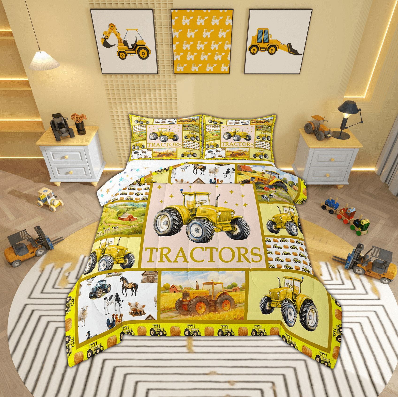 Erosebridal Cartoon Farm Truck Bedding Sets Twin with Comforter ...