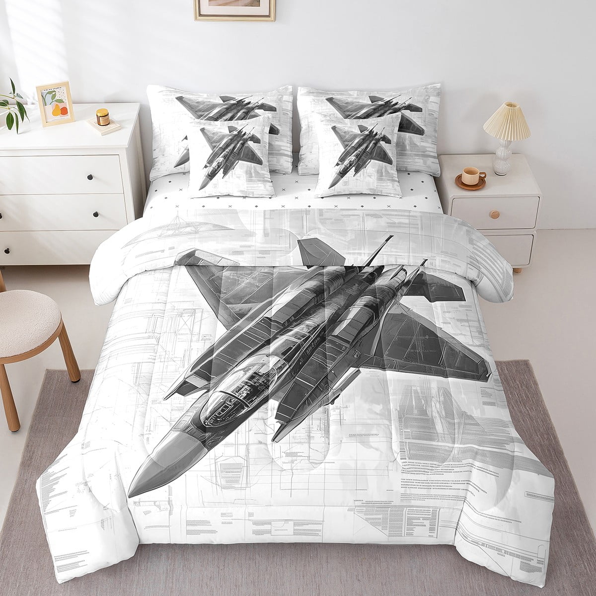 Erosebridal Cartoon Fighter Aircraft Bedding Sets Full Size ...