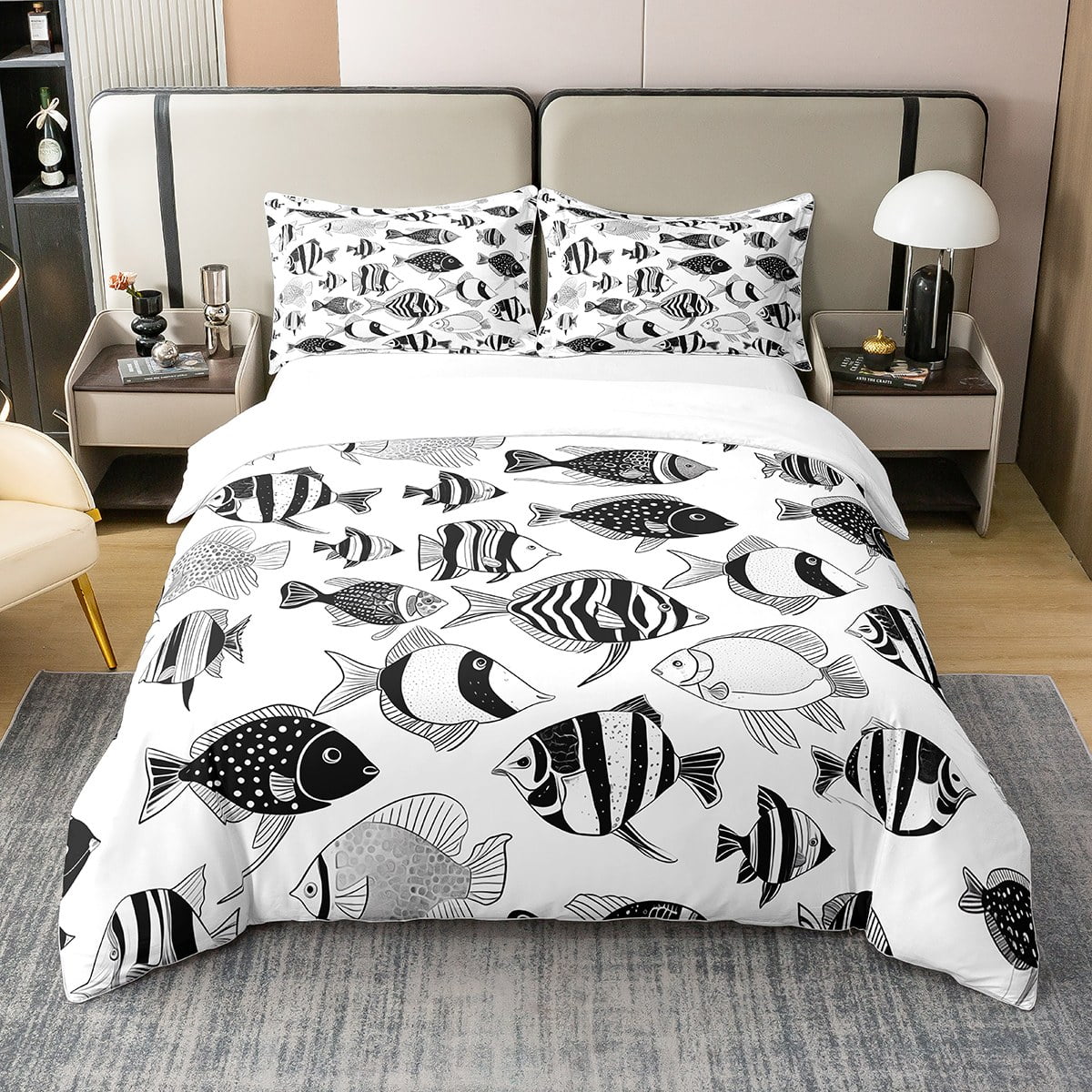 Erosebridal Cartoon Fish 100% Cotton Duvet Cover Queen Size Cute Ocean ...