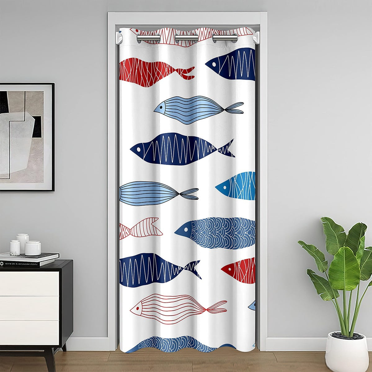 Erosebridal Cartoon Fish Door Curtain For Door Window 52x80, Ocean ...
