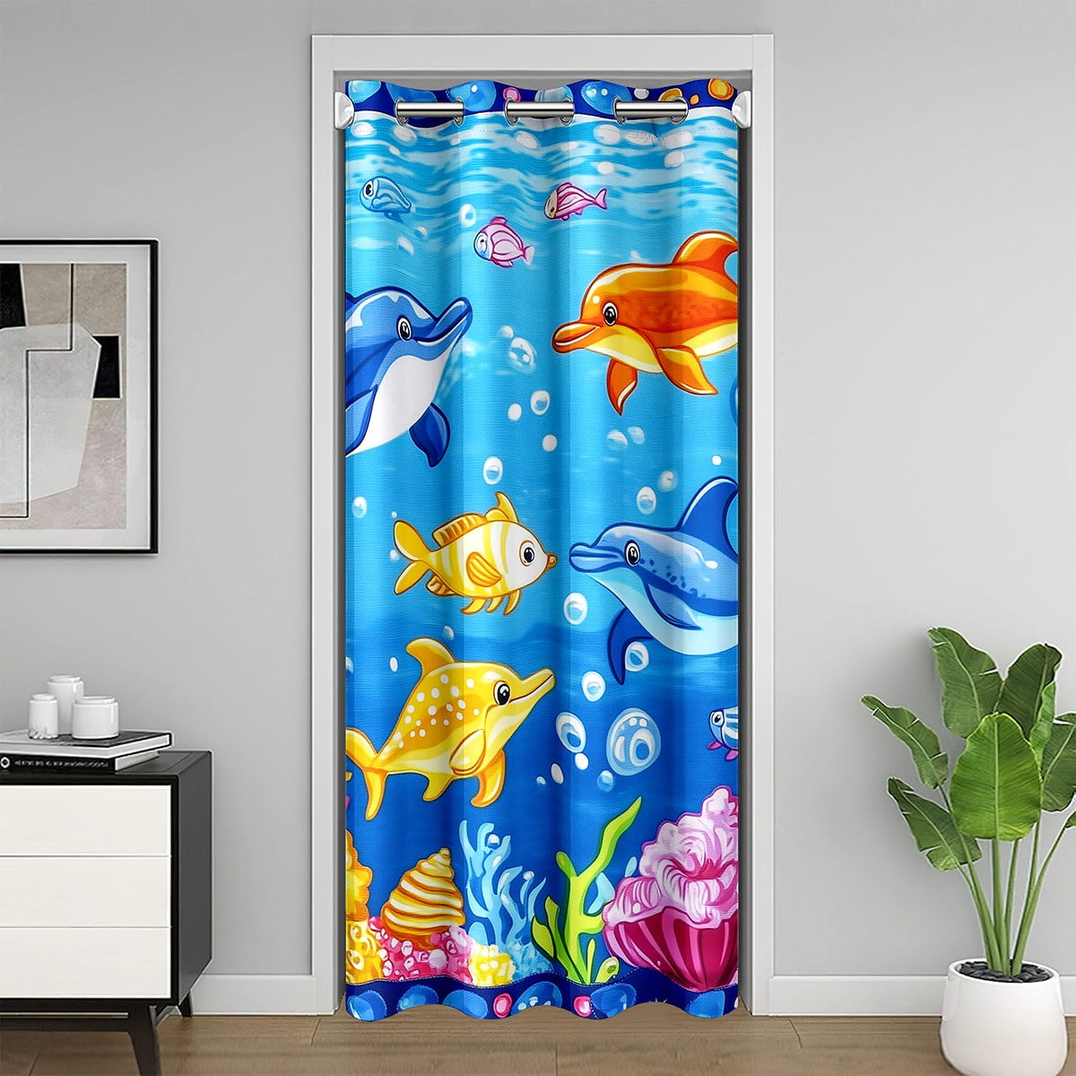 Erosebridal Cartoon Fish Doorway Curtain Privacy 1 Panel,59"x80" Cute ...