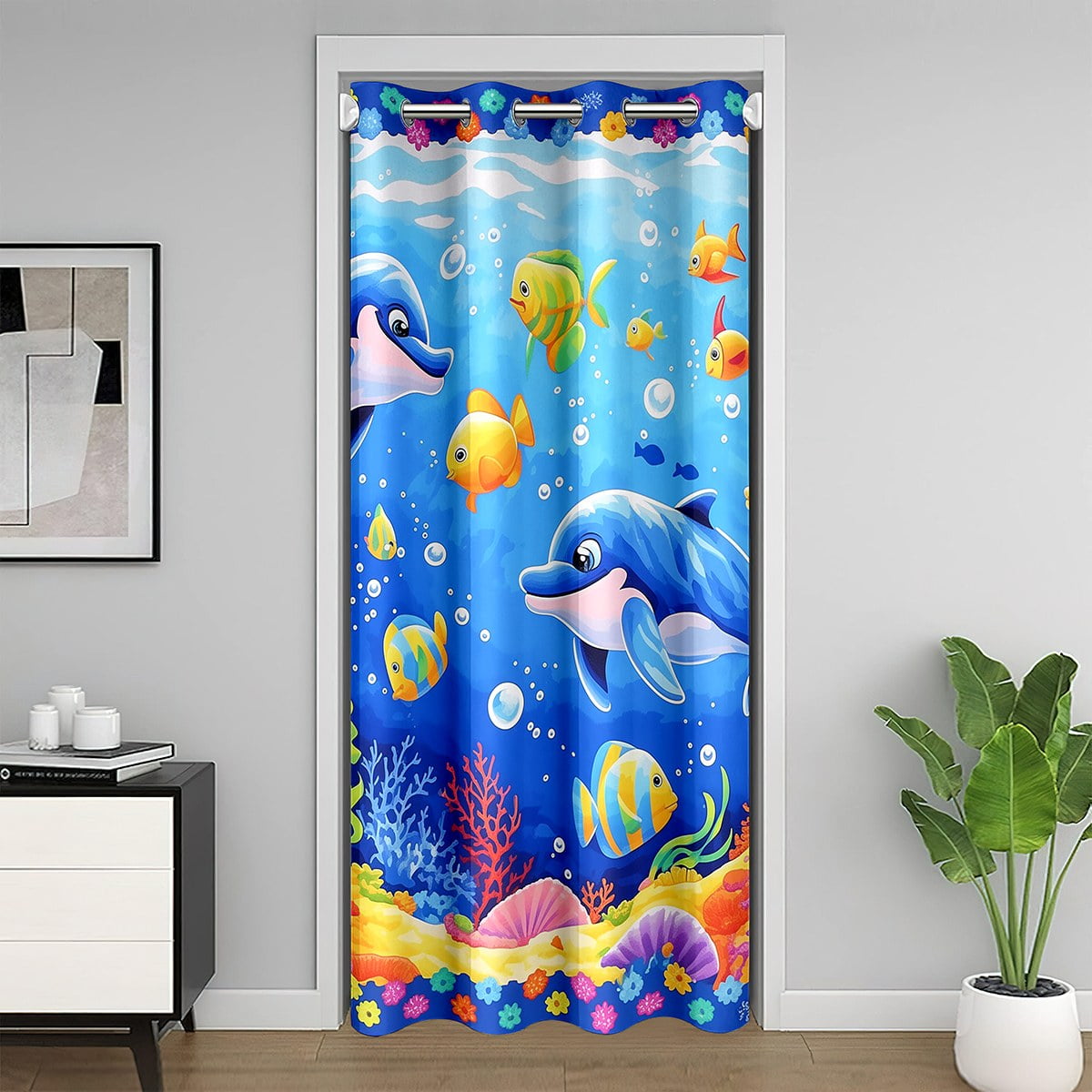 Erosebridal Cartoon Fish Doorway Curtain Privacy 1 Panel,59"x80" Cute ...
