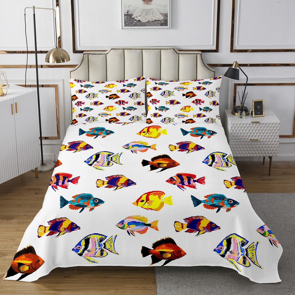 Erosebridal Cartoon Fish Bedspread Set Queen Size,Fishing And Hunting ...