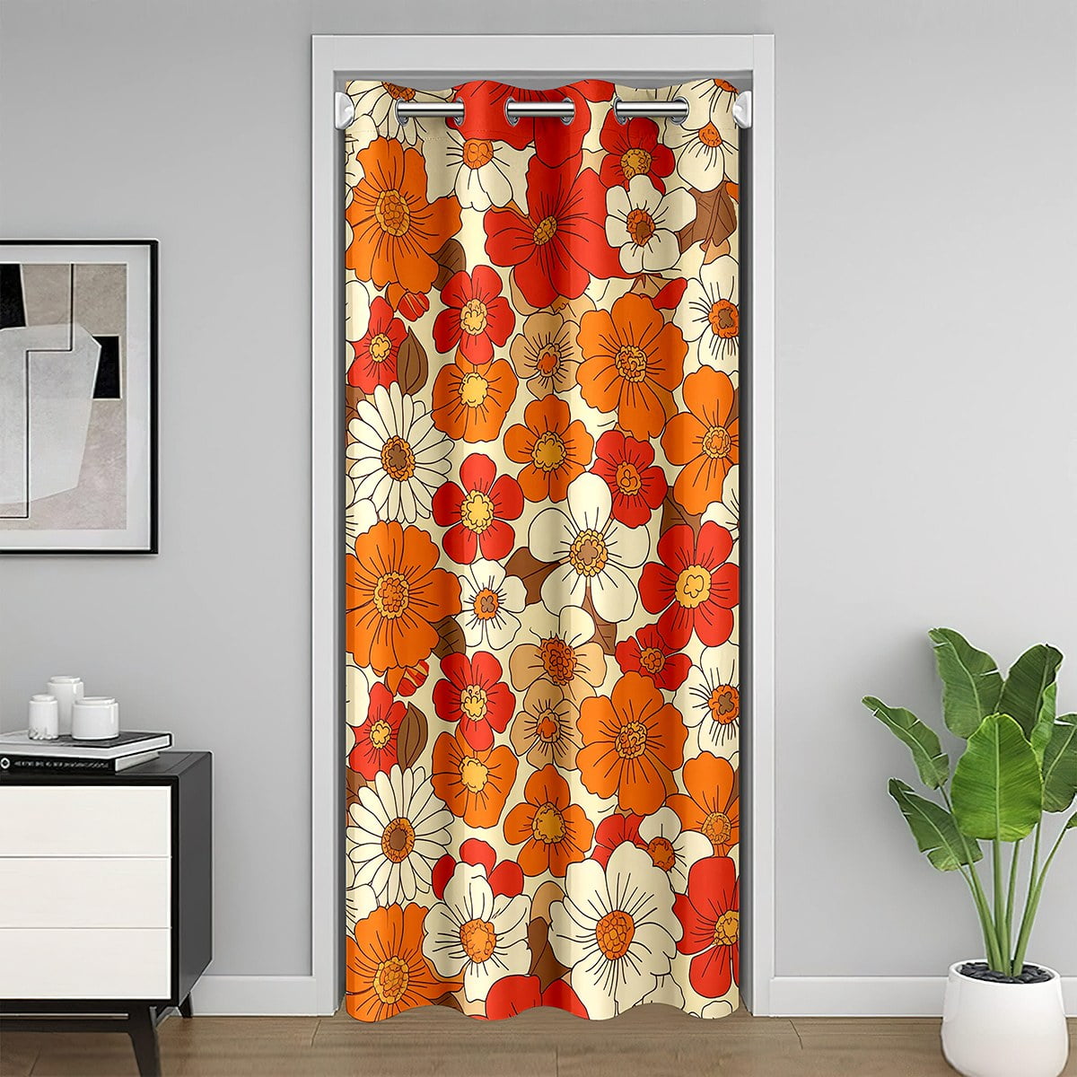 Erosebridal Cartoon Flower Door Curtain For Door Window 80"x34",Orange ...