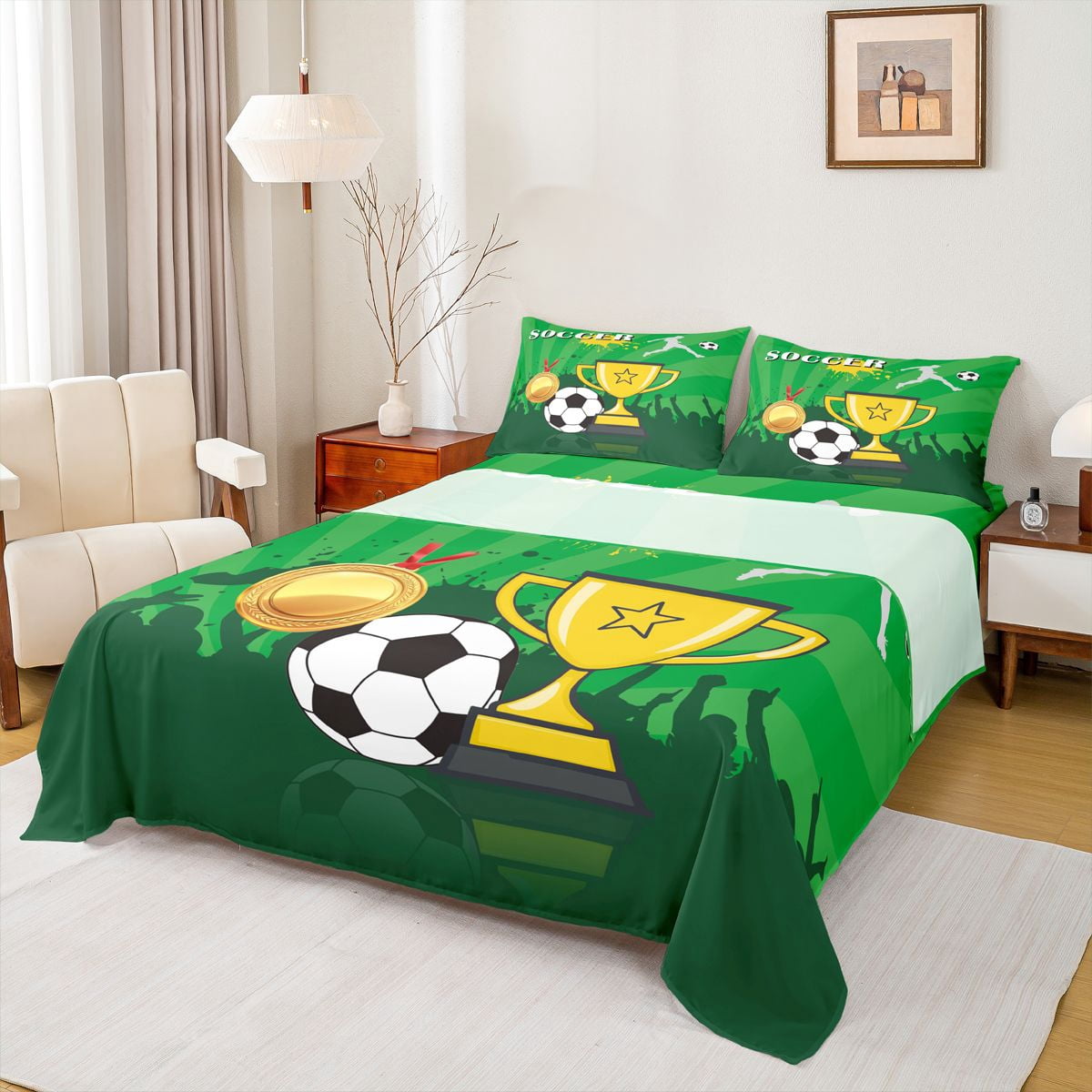 Erosebridal Cartoon Football Trophy Kids Bed Sheets,Soccer Sport Ball ...