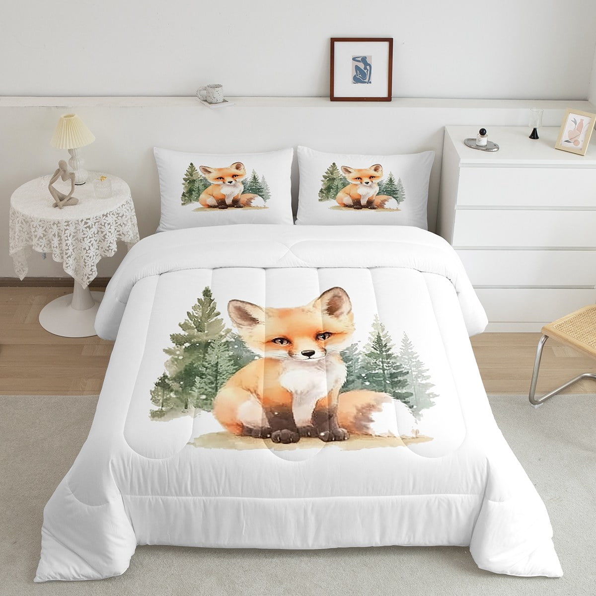 Erosebridal Cartoon Fox Comforter Sets Full Size,Cute Wild Animal ...