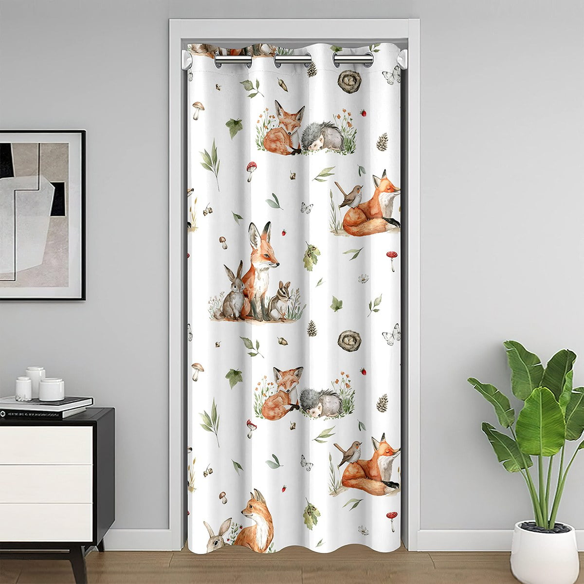 Erosebridal Cartoon Fox Rabbit Door Curtain Panel 42x80,Jungle Animal ...