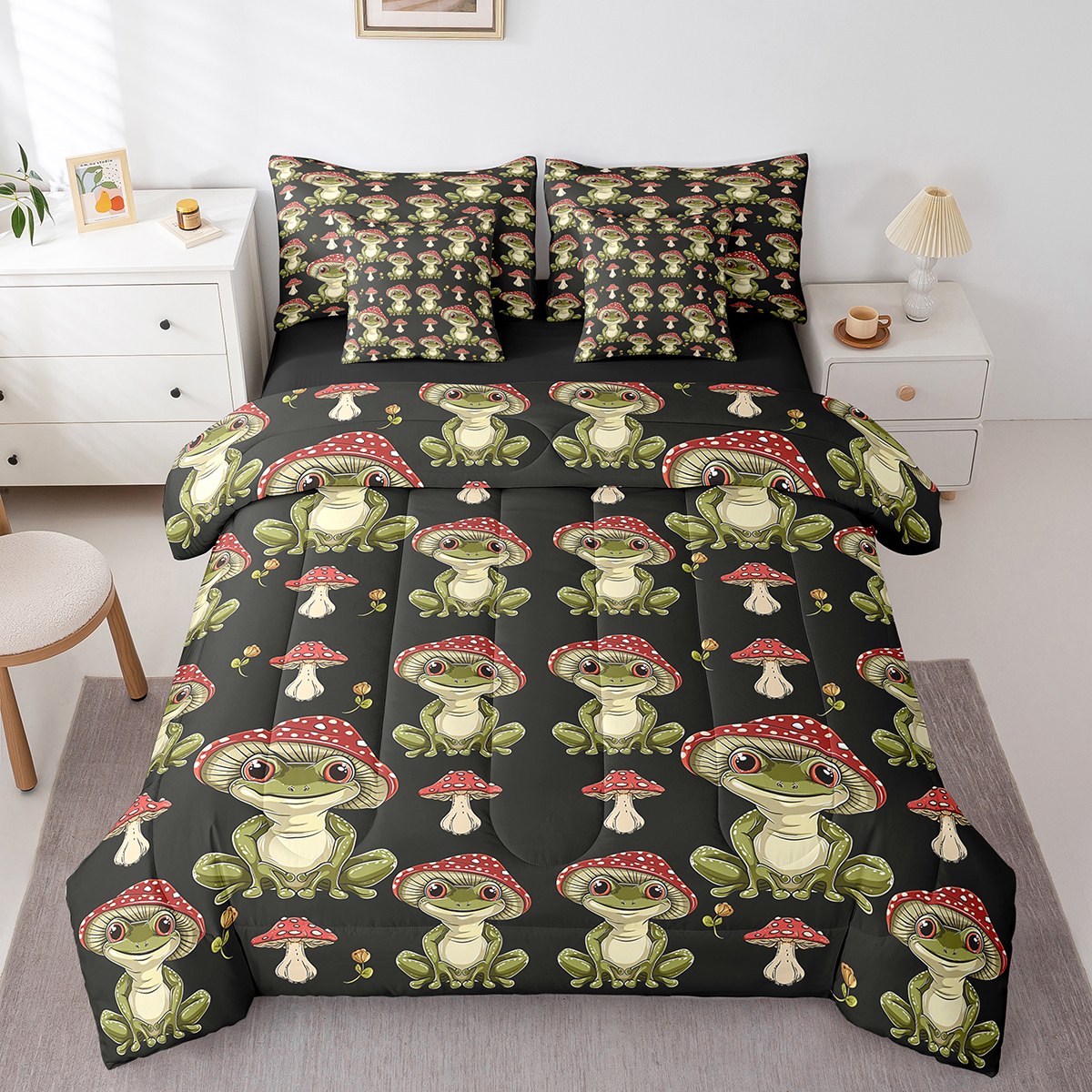Erosebridal Cartoon Frog Bedding Sets Full Size, Jungle Mushroom ...