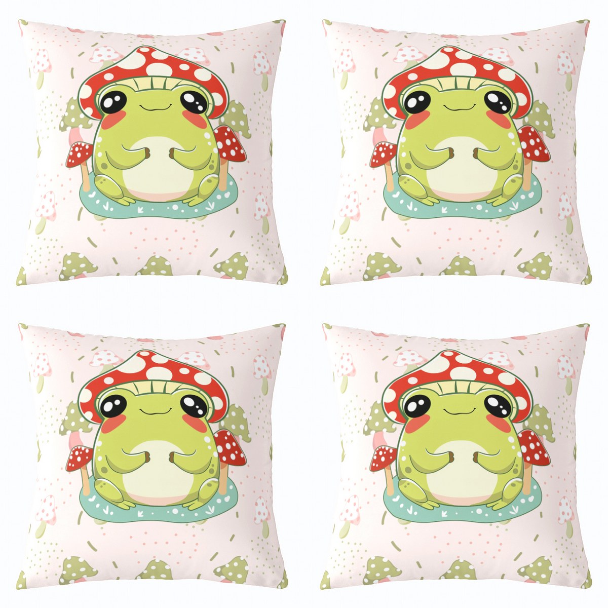 Erosebridal Cartoon Frog Cushion Covers for Sofa Set of 4,Red Mushroom ...