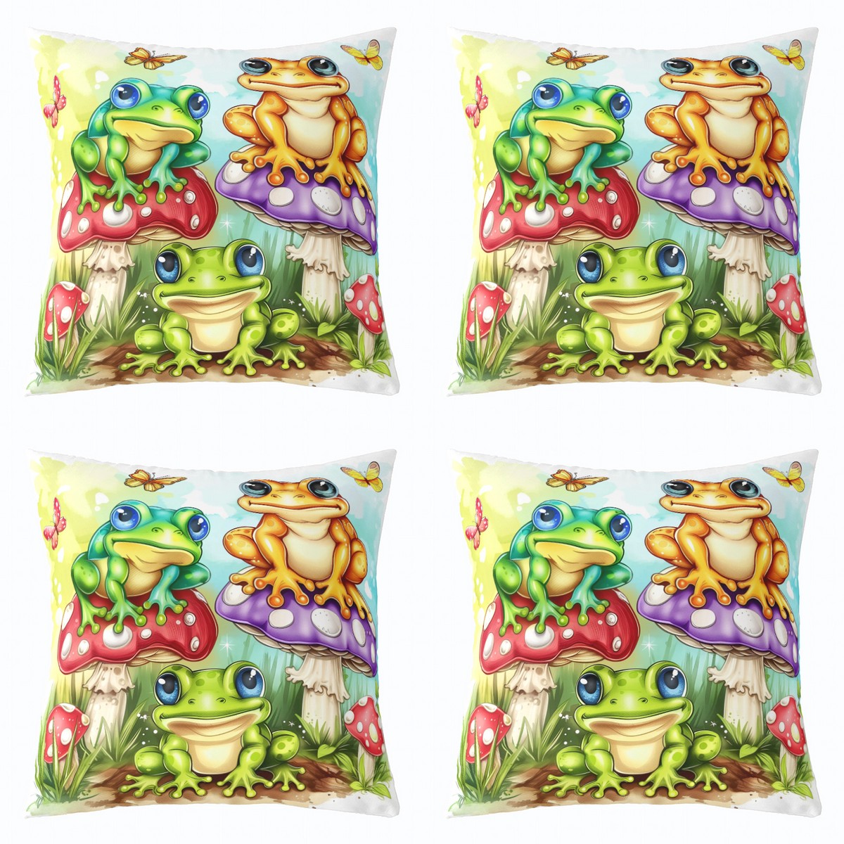 Erosebridal Cartoon Frog Pillow Cases Set of 2, Jungle Animal Throw ...