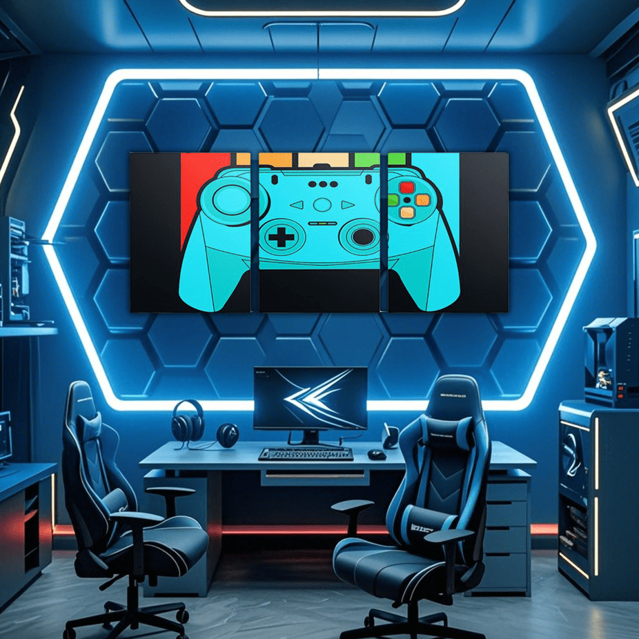 Erosebridal Cartoon Game Controller Canvas Wall Art Living Room, Gaming ...
