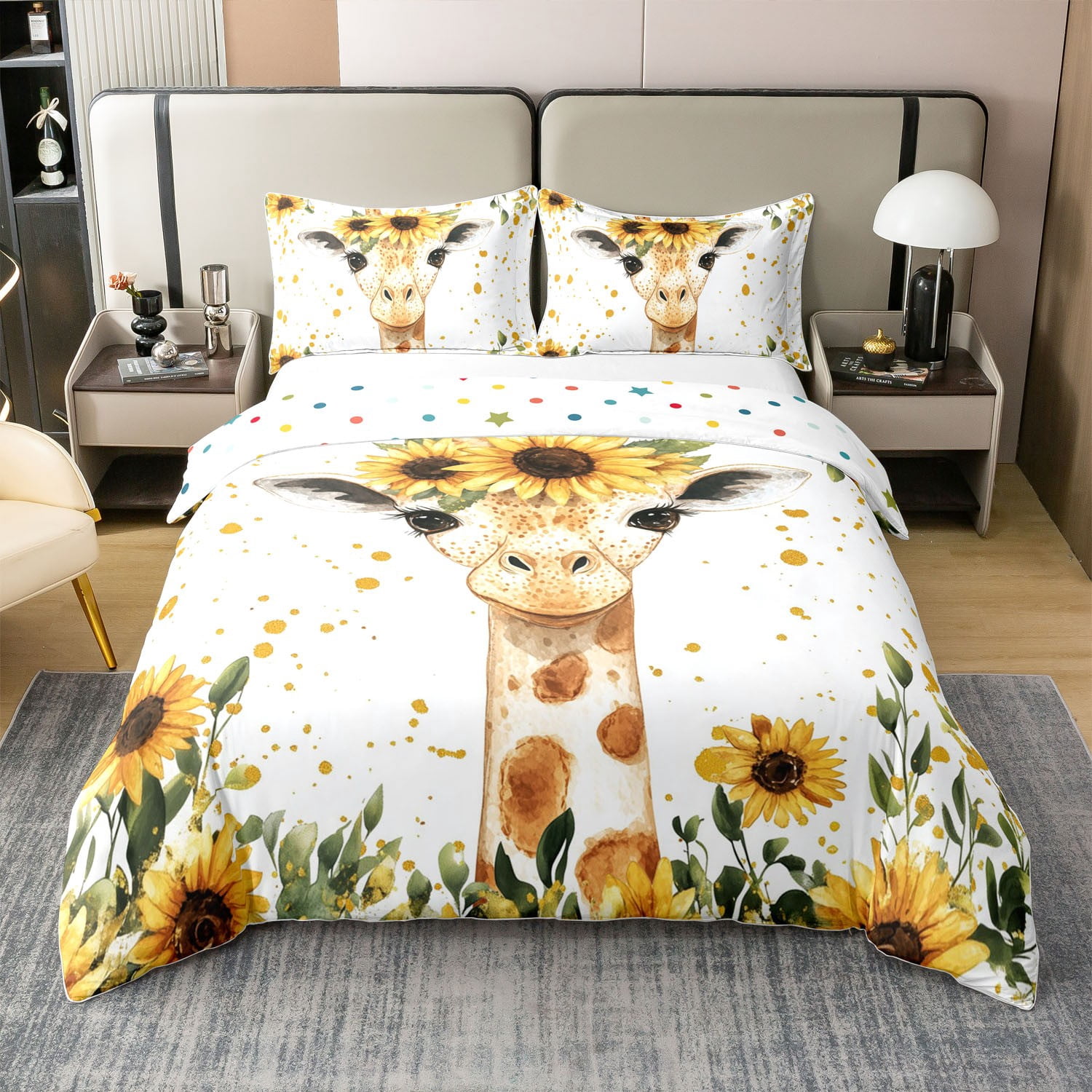 Erosebridal Cartoon Giraffe 100% Cotton Comforter Cover Queen ...
