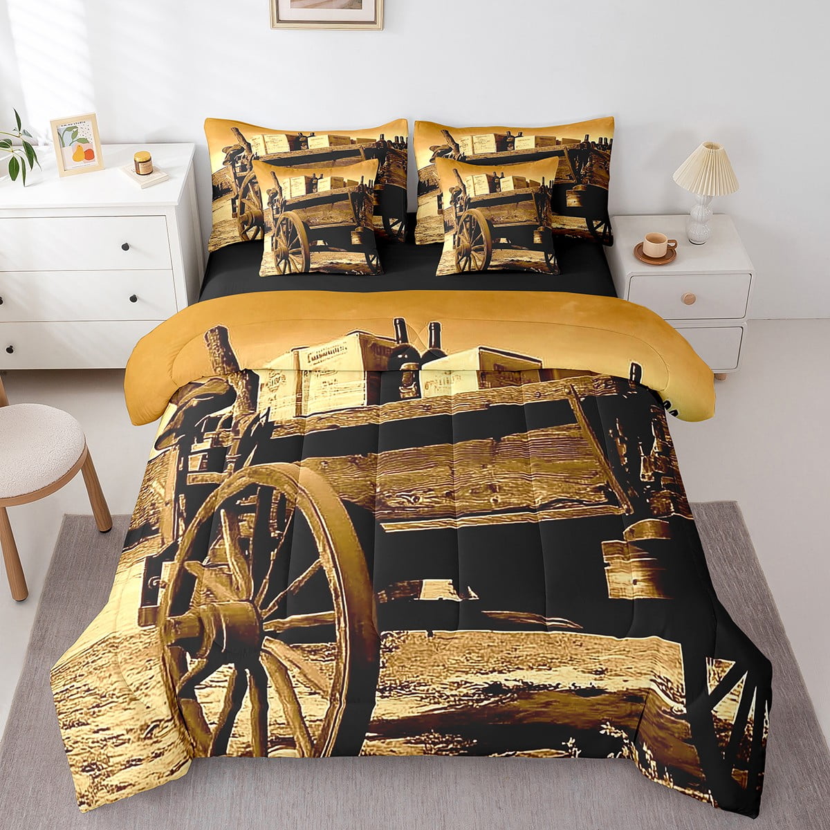 Erosebridal Retro Wooden Car Bedding Twin Size, Rustic Farmhouse Bed in ...