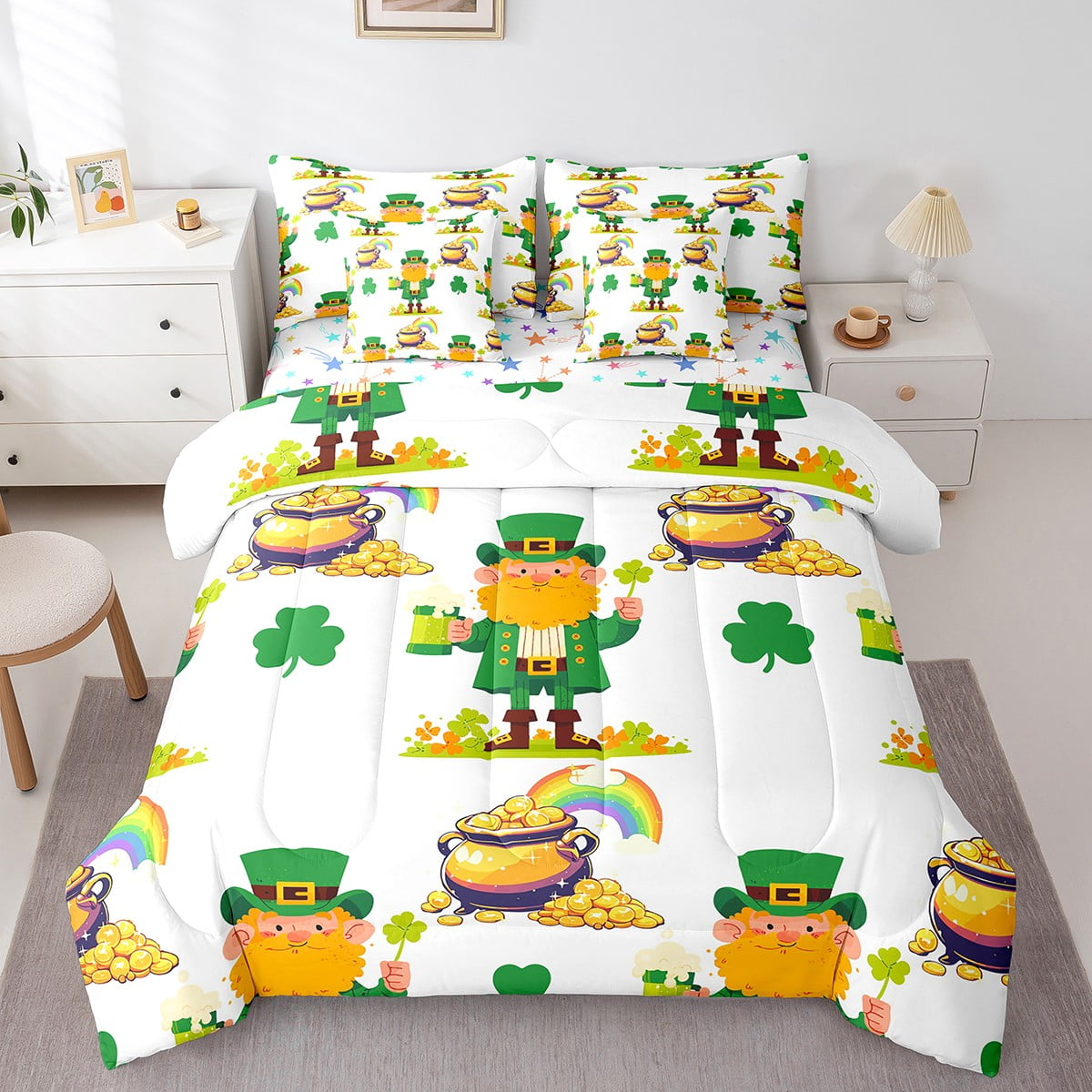 Erosebridal Cartoon Gnome Bedding Full Size, St. Patrick's Day ...