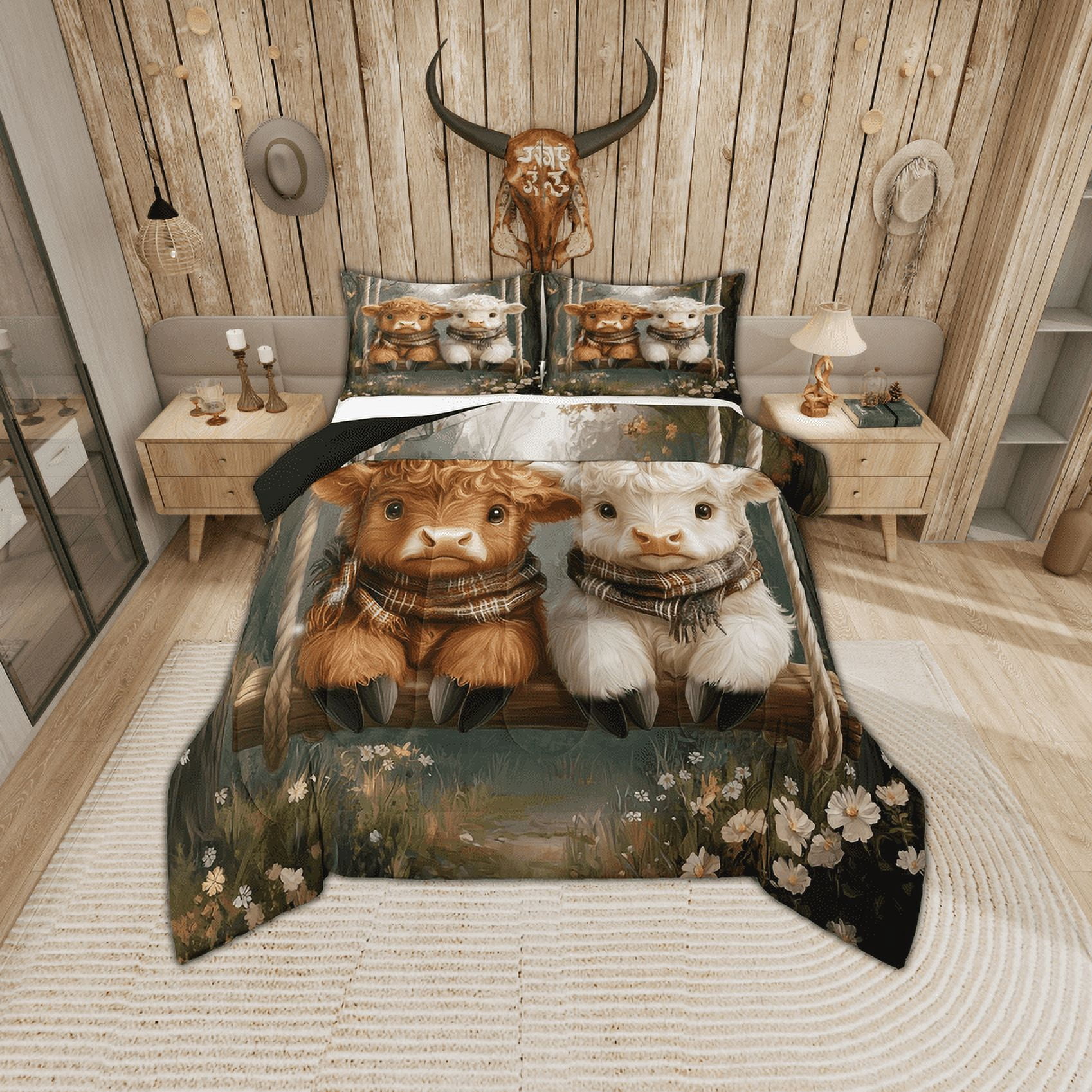 Erosebridal Cartoon Highland Bull Bedding Sets Full with Comforter ...