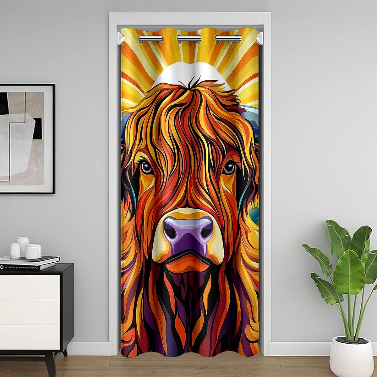 Erosebridal Cartoon Highland Cattle Door Curtain Panel 52x80 ...