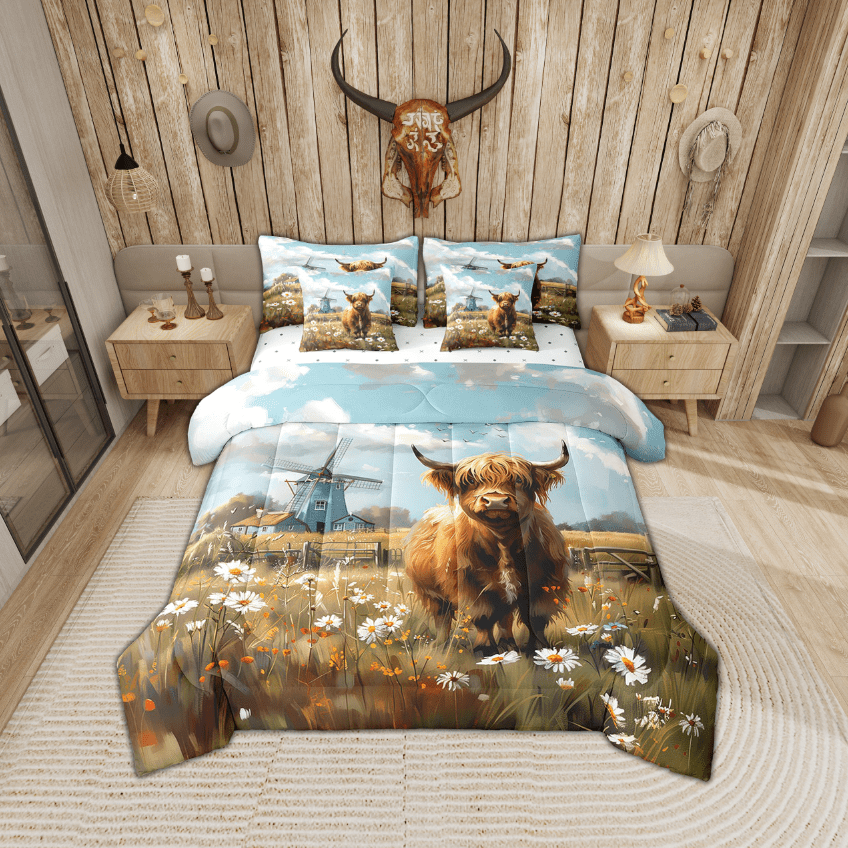 Erosebridal Cartoon Highland Cow Bed in a Bag Full Size, Rustic ...