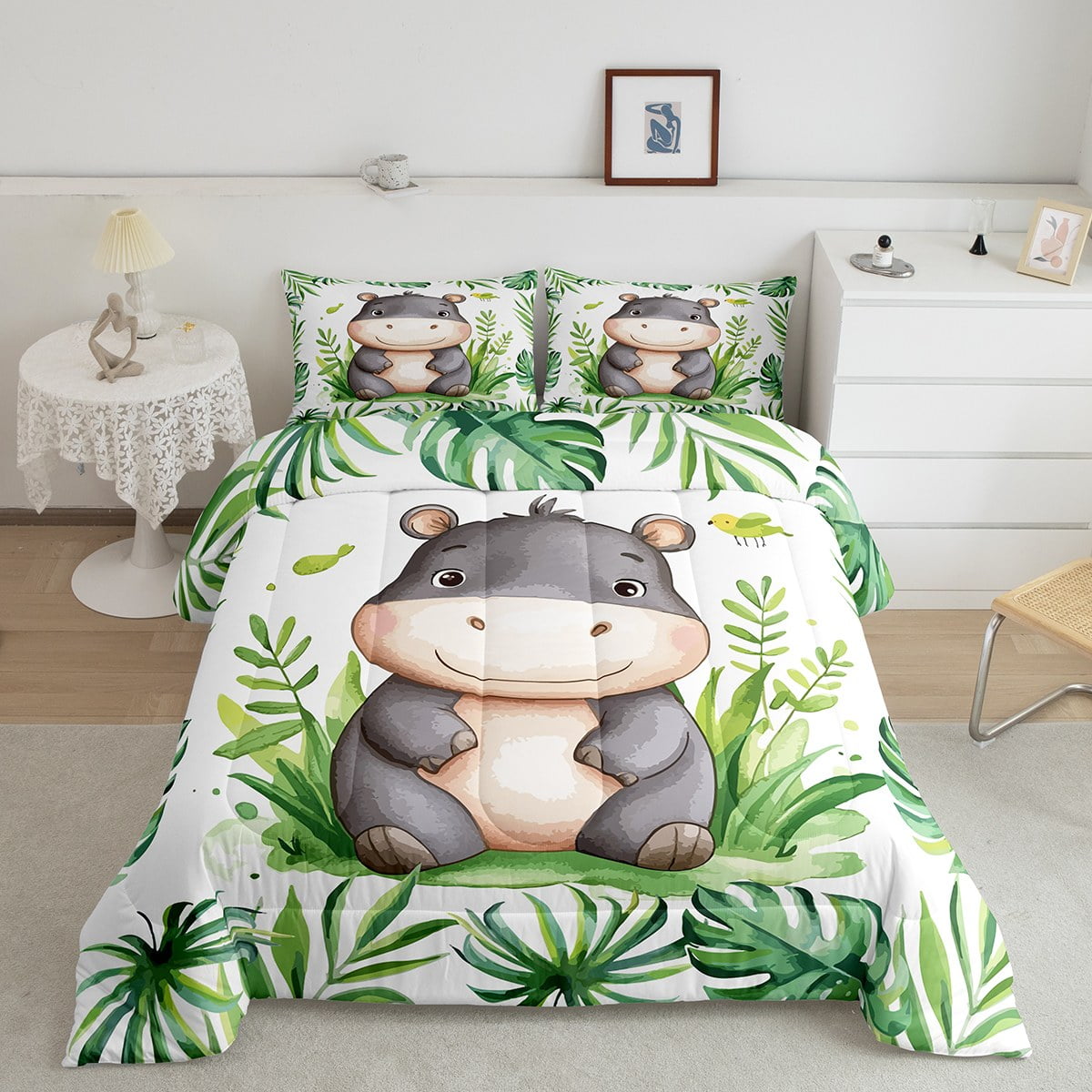 Erosebridal Cartoon Hippo Bedding Full Comforter Set, Tropic Palm Down ...