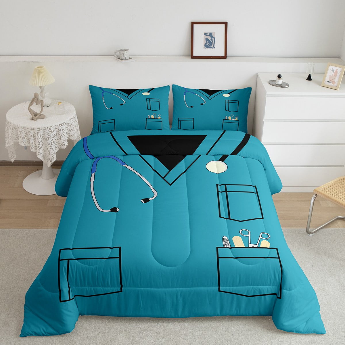 Erosebridal Cartoon Hospital Comforter Sets Twin Size, Blue Comforters ...