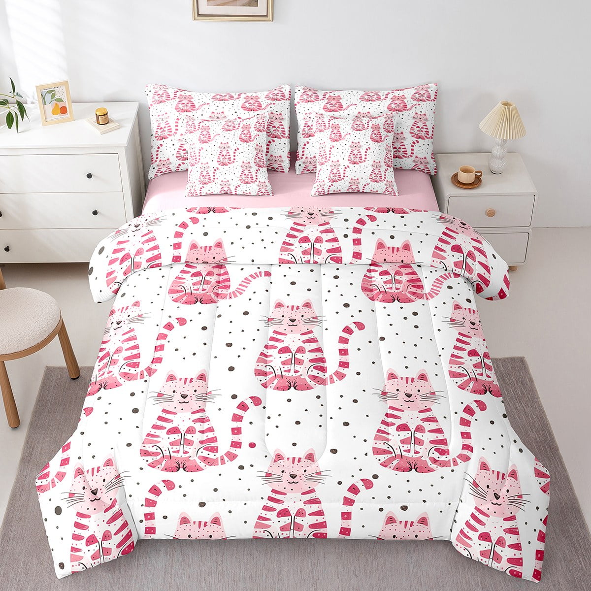 Erosebridal Cartoon Kitten Bed in a Bag Twin size, Cat Print Bed Set ...