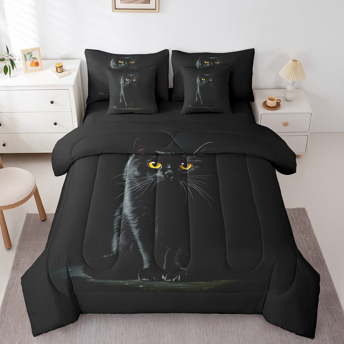 Erosebridal Cartoon Kitten Bedding King Size,Kawaii Cat Bed Set,Pet ...