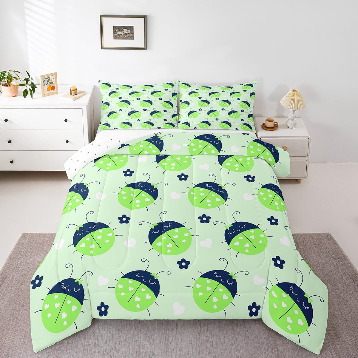 Erosebridal Cartoon Ladybird Comforter Sets Queen Size,Love Heart ...