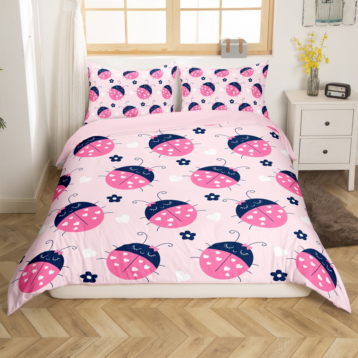 Erosebridal Cartoon Ladybird Duvet Cover Queen,Love Heart Bedding Sets ...