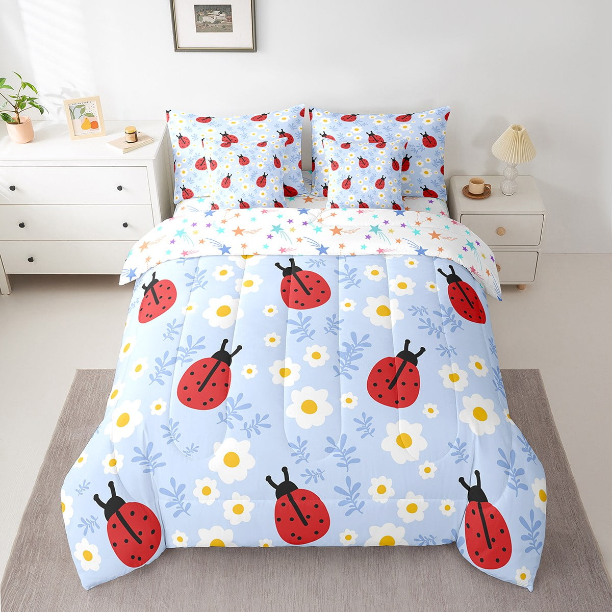 Erosebridal Cartoon Ladybug Bedding Sets Twin Size, Kawaii Flower ...