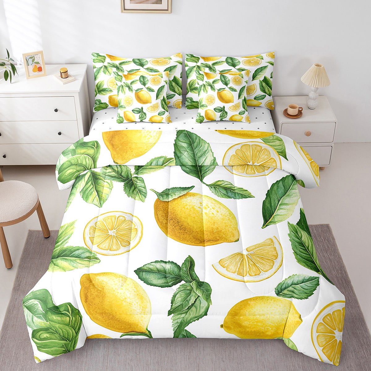 Erosebridal Cartoon Lemon Bedding Sets Full Size, Tropical Fruit ...