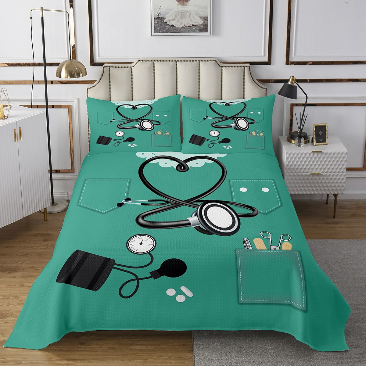 Erosebridal Cartoon Medical Tool Quilt Sets for Twin Size Bed, Clothes ...