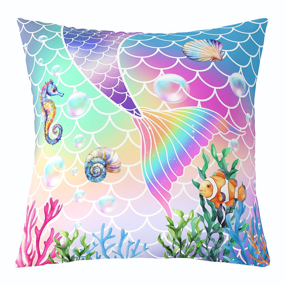 Erosebridal Cartoon Mermaid Pillow Cases, Fairy Tale Cushion Covers ...