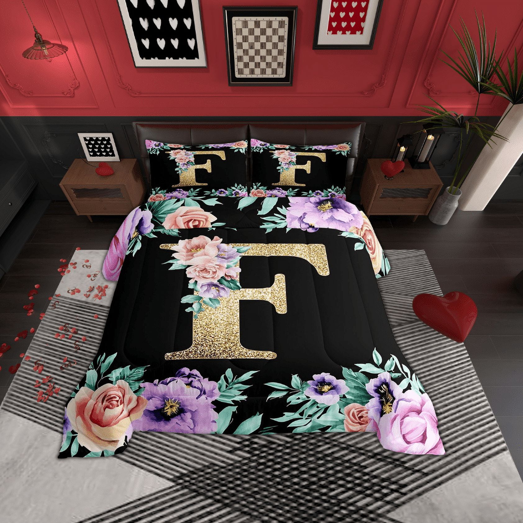 Erosebridal Cartoon Monogrammed Bedding Sets with Comforter, Initial F ...