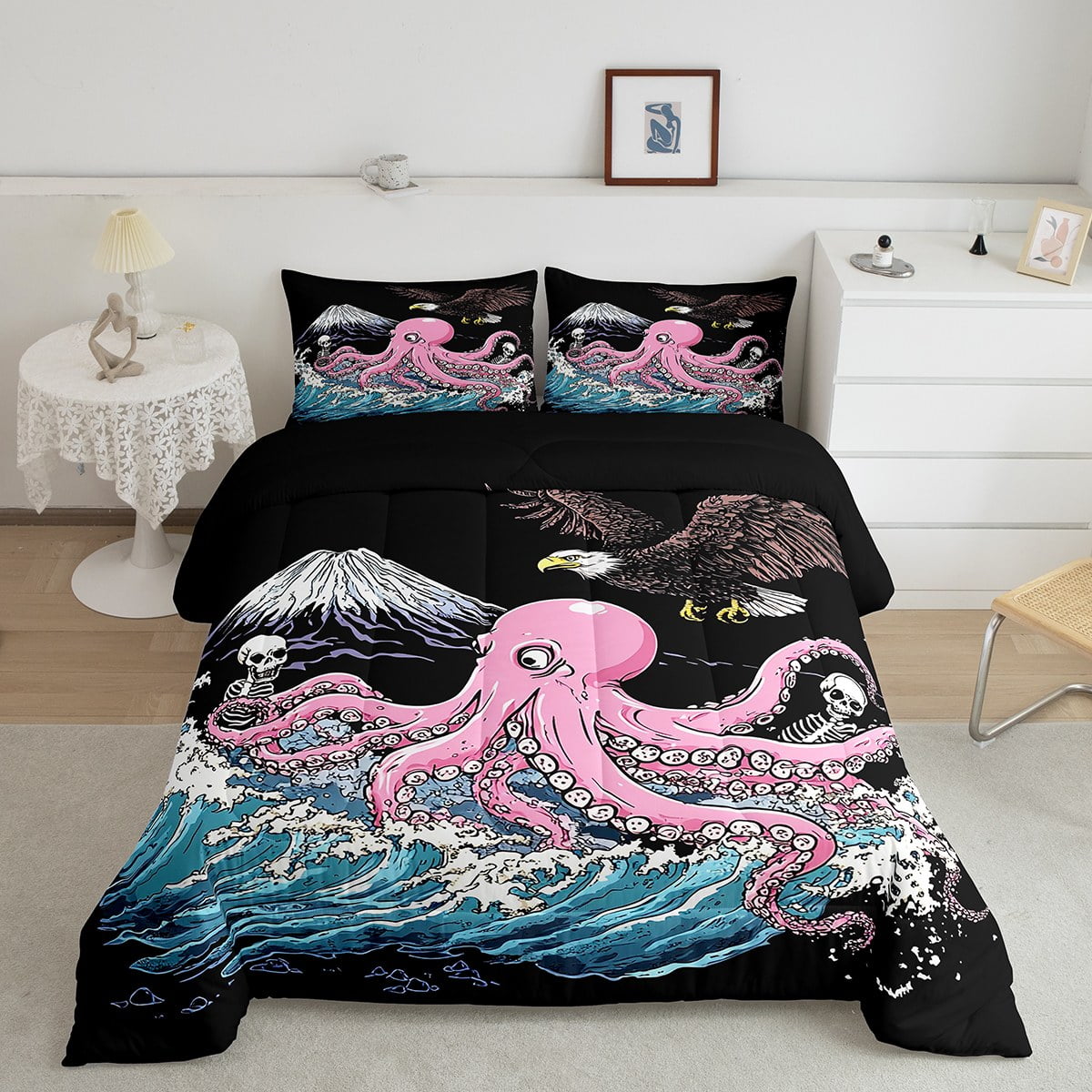 Erosebridal Cartoon Octopus Bedding Full Size Japanese Ukiyoe Comforter ...