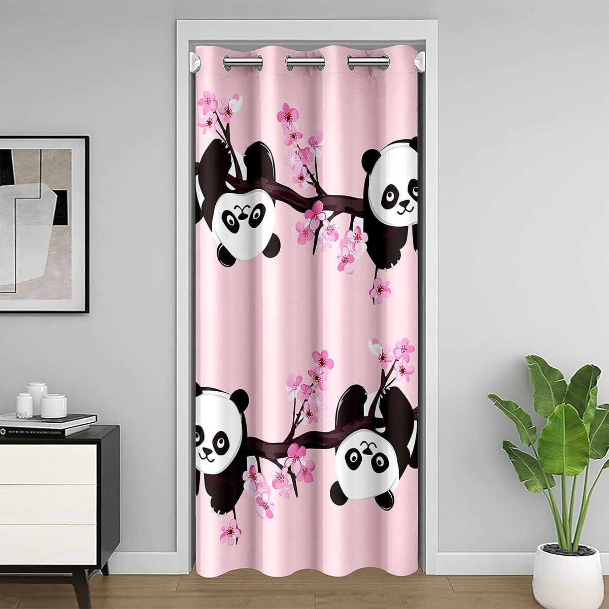 Erosebridal Cartoon Panda Door Curtain For Door Window 52x84, Pink ...