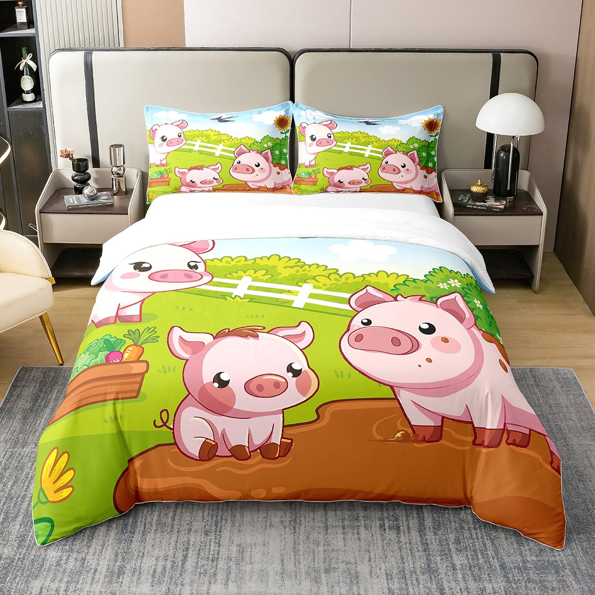Erosebridal Cartoon Pig 100% Cotton Comforter Cover Full For Kids ...