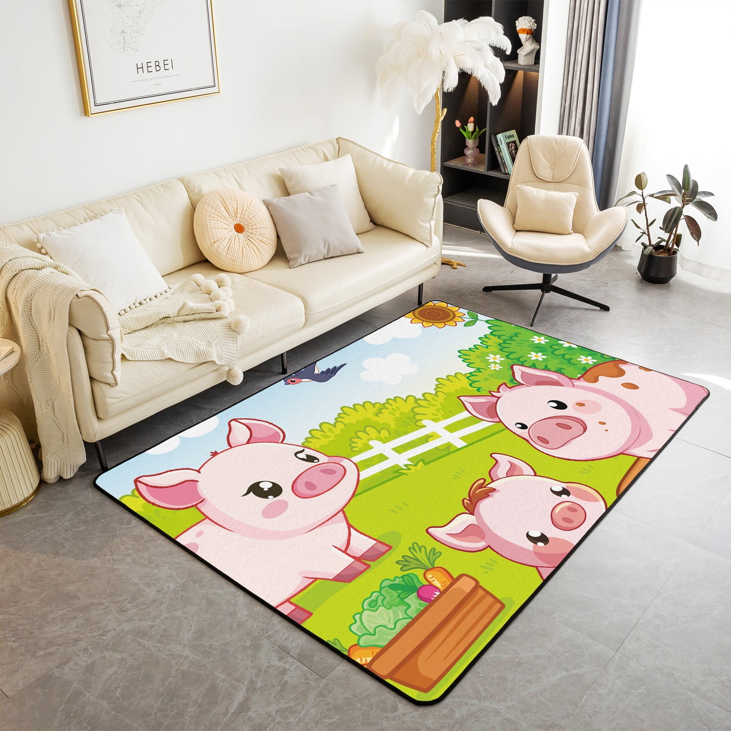 Erosebridal Cartoon Pig Area Rugs For Living Room 3x5 For Kids,Cartoon ...