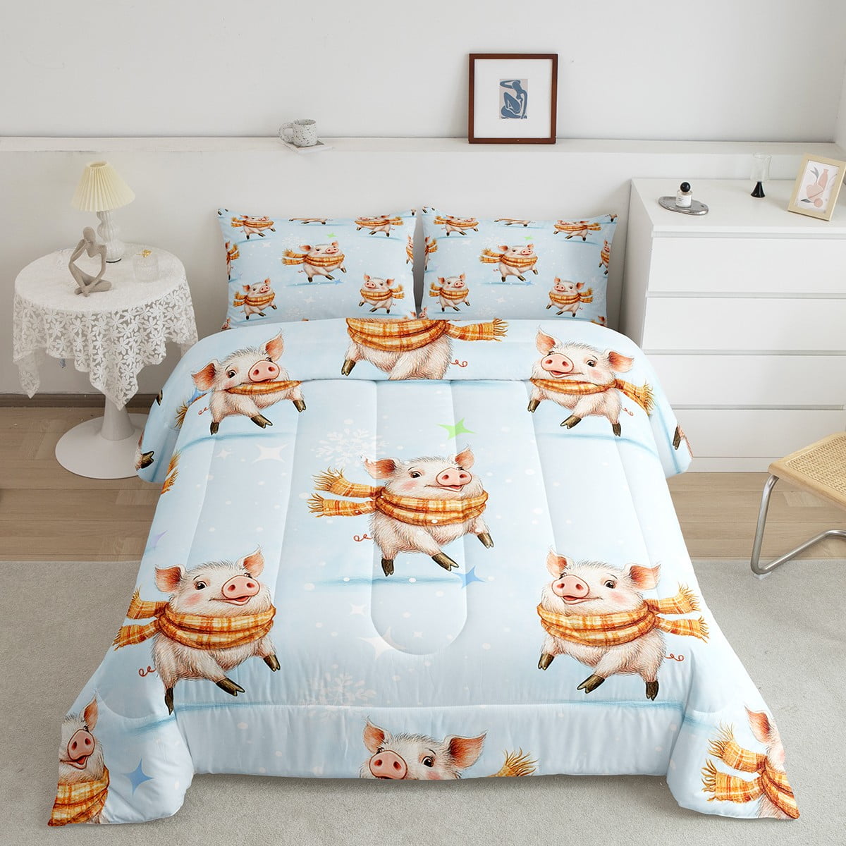 Erosebridal Cartoon Pig Bedding Sets Full with Comforter, Cute Animal ...