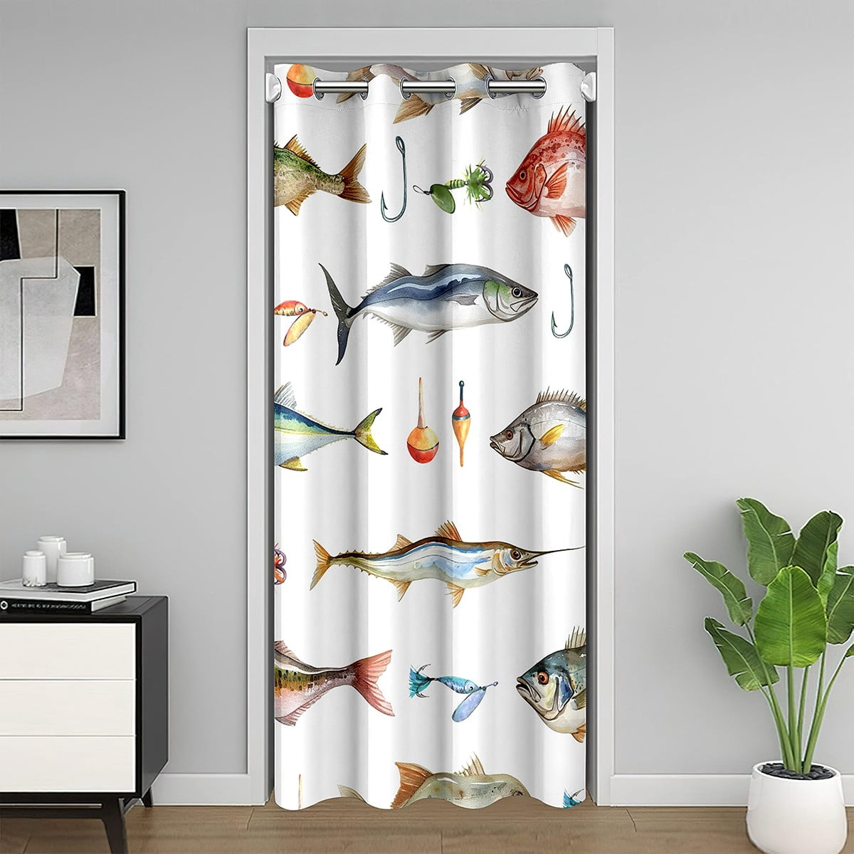 Erosebridal Cartoon Pike Fish Door Curtain Panel 42x80, Farmhouse ...