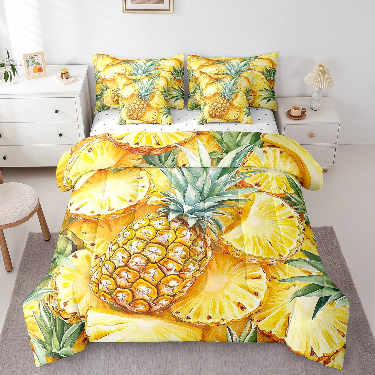 Erosebridal Cartoon Pineapple Bedding Sets Twin Size, Tropical Fruit ...