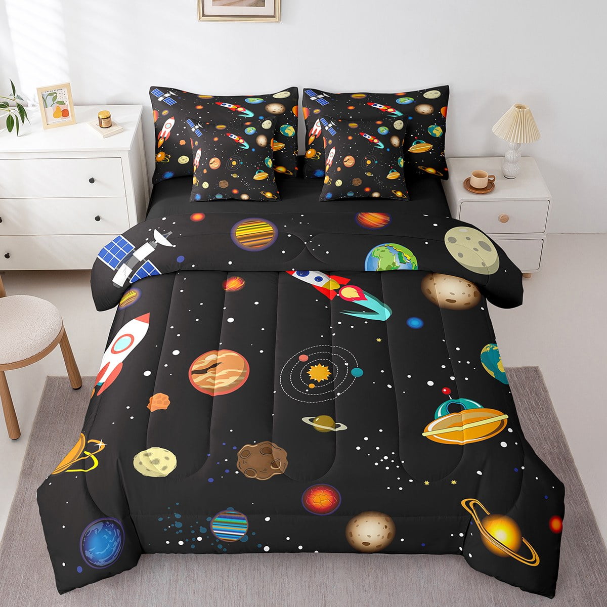 Erosebridal Cartoon Planet Bedding Sets Full Size, Outer Space ...
