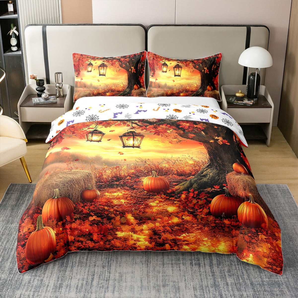 Erosebridal Cartoon Pumpkin 100% Cotton Duvet Cover King Size, Fall ...