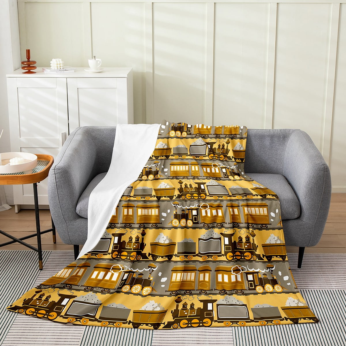 Erosebridal Cartoon Rail Throw Blanket for Couch, Transportation Train ...