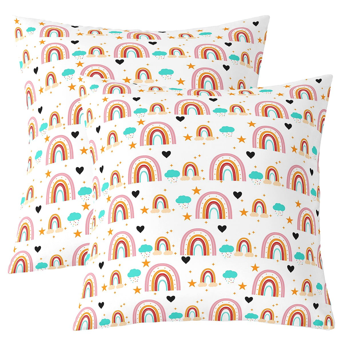 Erosebridal Cartoon Rainbow Throw Pillow Covers 16x16 Set of 2,Love Heart Print Pillow Cases for ...