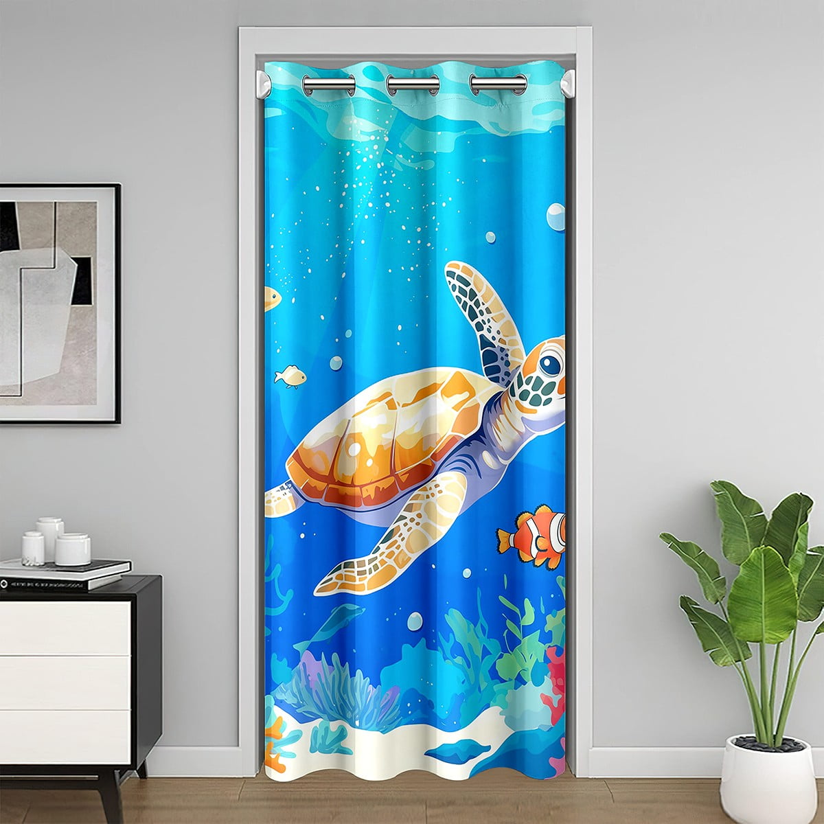Erosebridal Cartoon Sea Turtle Door Curtain For Door Window 42x80,Ocean ...