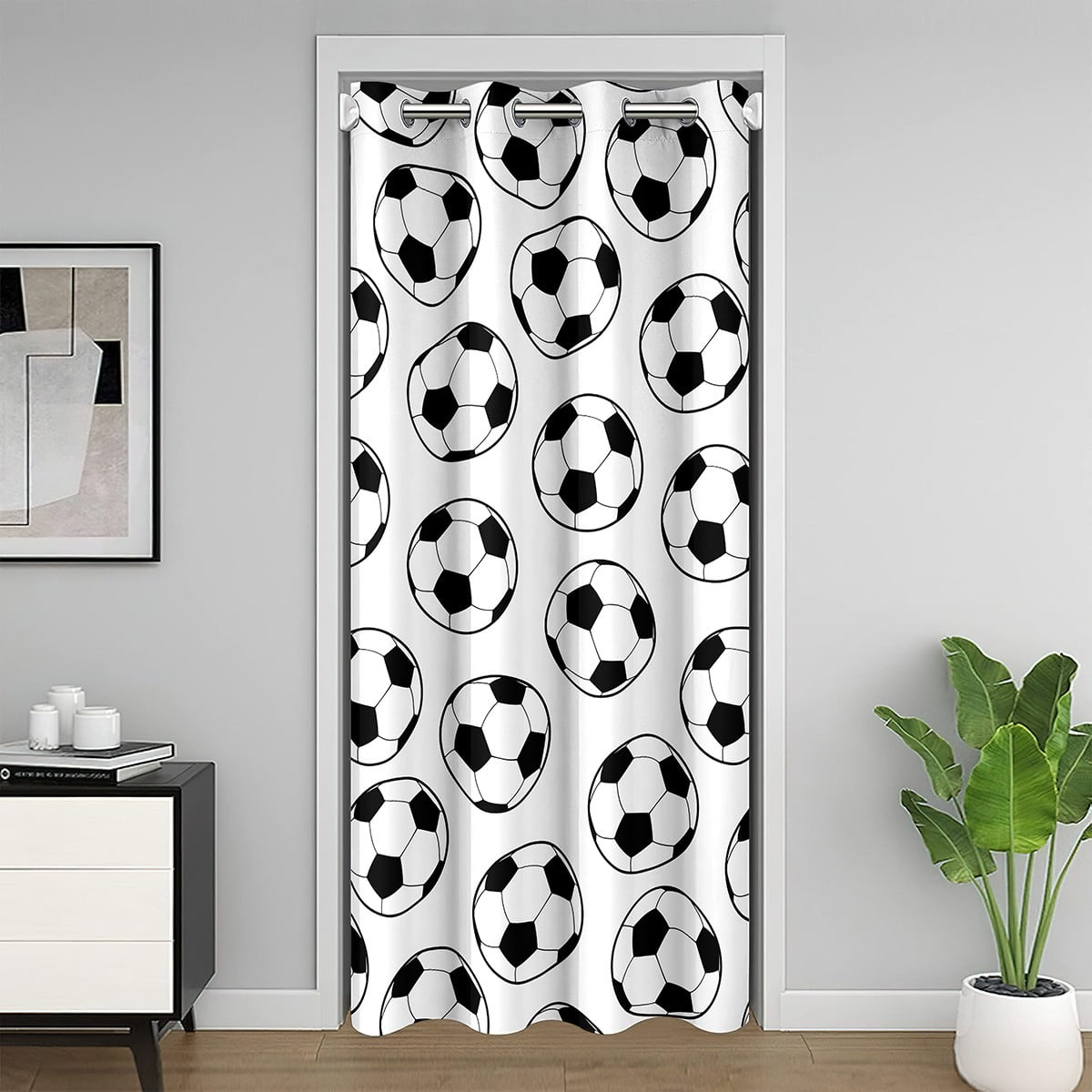 Erosebridal Cartoon Soccer Door Curtain Panel 52x84, Rugby Room Divider ...