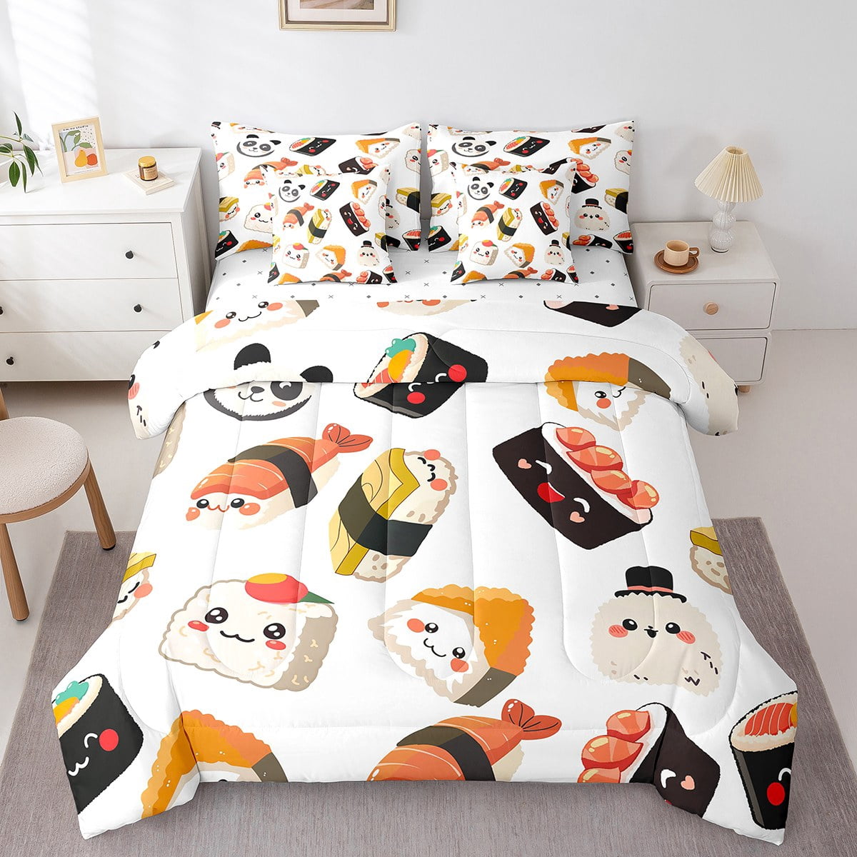 Erosebridal Cartoon Sushi Bedding Queen Size,Oriental Food Comforter ...
