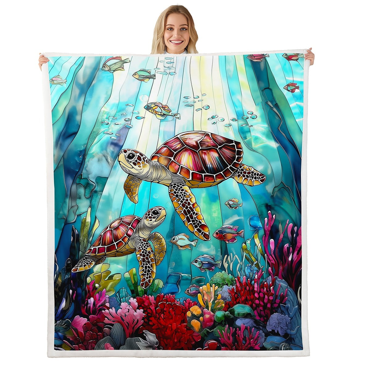 Erosebridal Ocean Turtle Throw Blanket for Couch,Sea Animal Plush ...